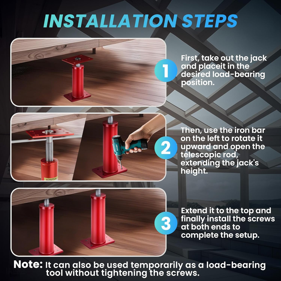 1 Pack Basement Floor Jack, Heavy Duty Adjustable Jack Post Basement ...