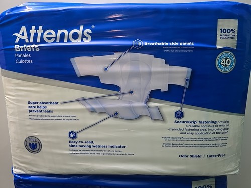 Lot Of 2 Attends Care Advanced Incontinence Briefs Extra Heavy ...