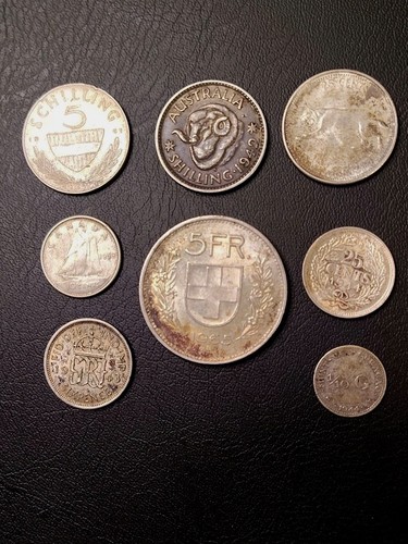 WORLD 🌎 SILVER COIN LOT # 311.2 as Shown. 8 coins totalling 41 Grams ...