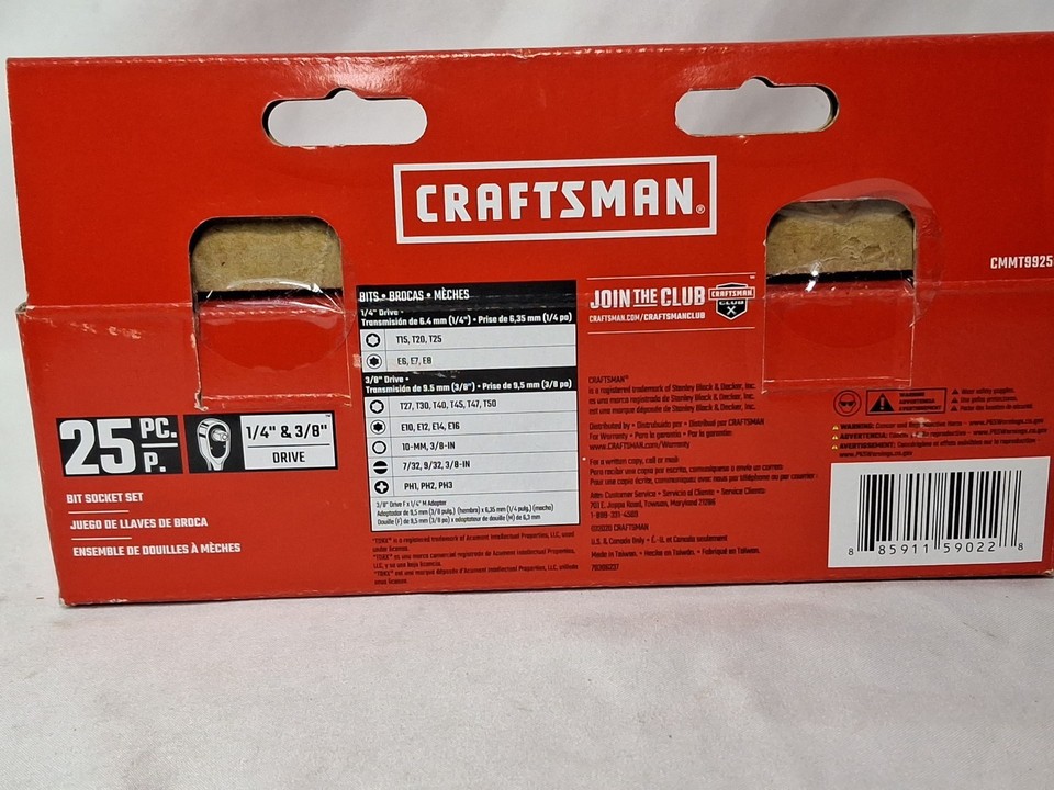 CRAFTSMAN Hex Bit Socket Set & Torx Bit Socket Set, 25-Piece (CMMT99258 ...