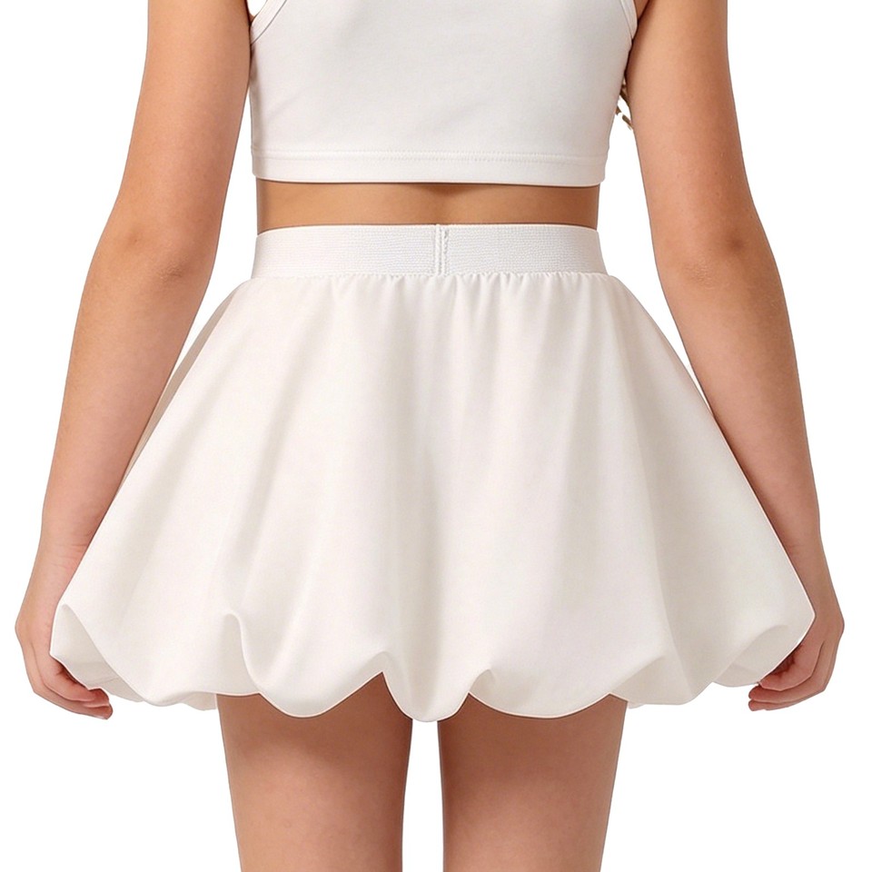 Kids Girls Skater Built-In Shorts Bubble Skirt A-Line Ballet Scalloped ...