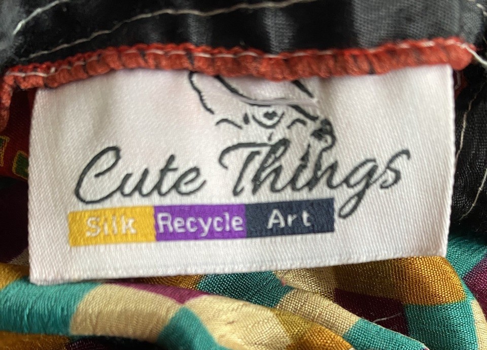 Cute Things Silk Recycled Art To Wear Tiered Wide Leg Pants Mixed Media ...