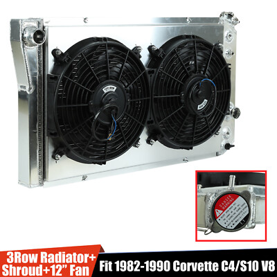 3 ROW ALUMINUM RADIATOR+FAN SHROUD FOR 82-02 CHEVY S10 BLAZER 84-90 ...