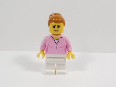 LEGO Female Girl Minifigure Pink Shirt Dark Orange Hair White Legs Q9 ...