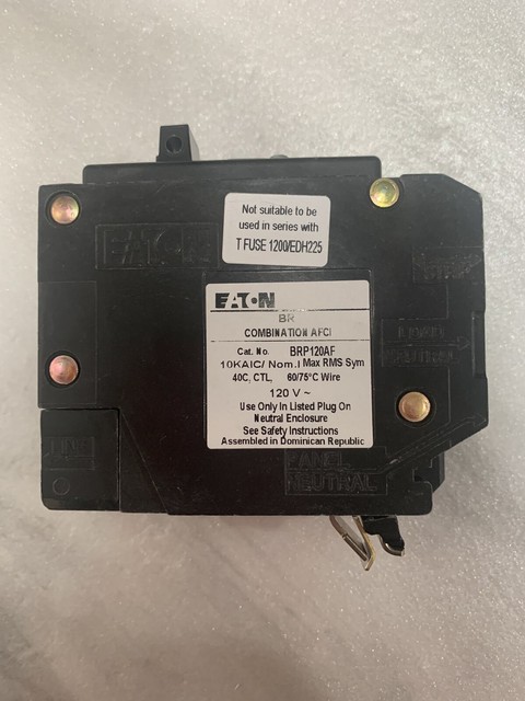 Eaton BRP120AF 20A 120/240V Arc Fault Circuit Breaker for sale online ...
