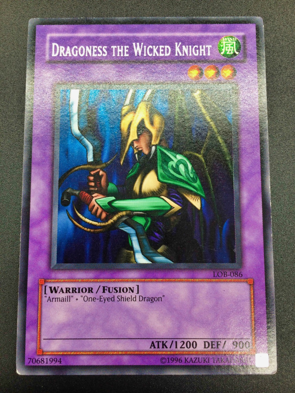 Yugioh Unlimited Edition Dragoness the Wicked Knight Rare Regular LOB ...