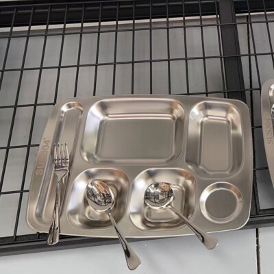 Deep Divided Food Plate 6 Compartment Food Stainless Steel 304 Buffet ...