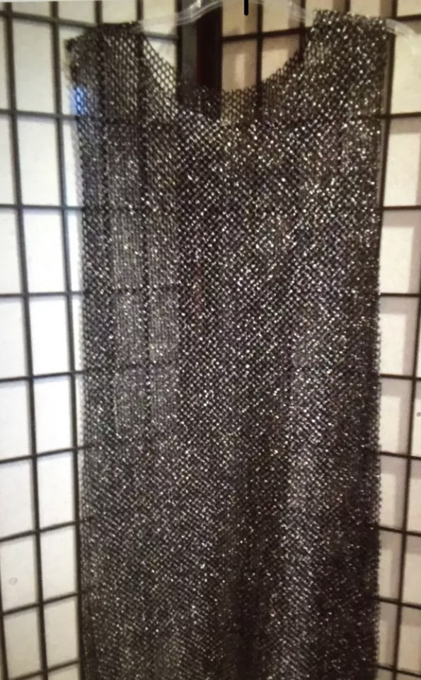 RENAISSANCE FABRIC CHAINMAIL LOOKING SILVER & BLACK TABARD KNIGHT-SMALL ...
