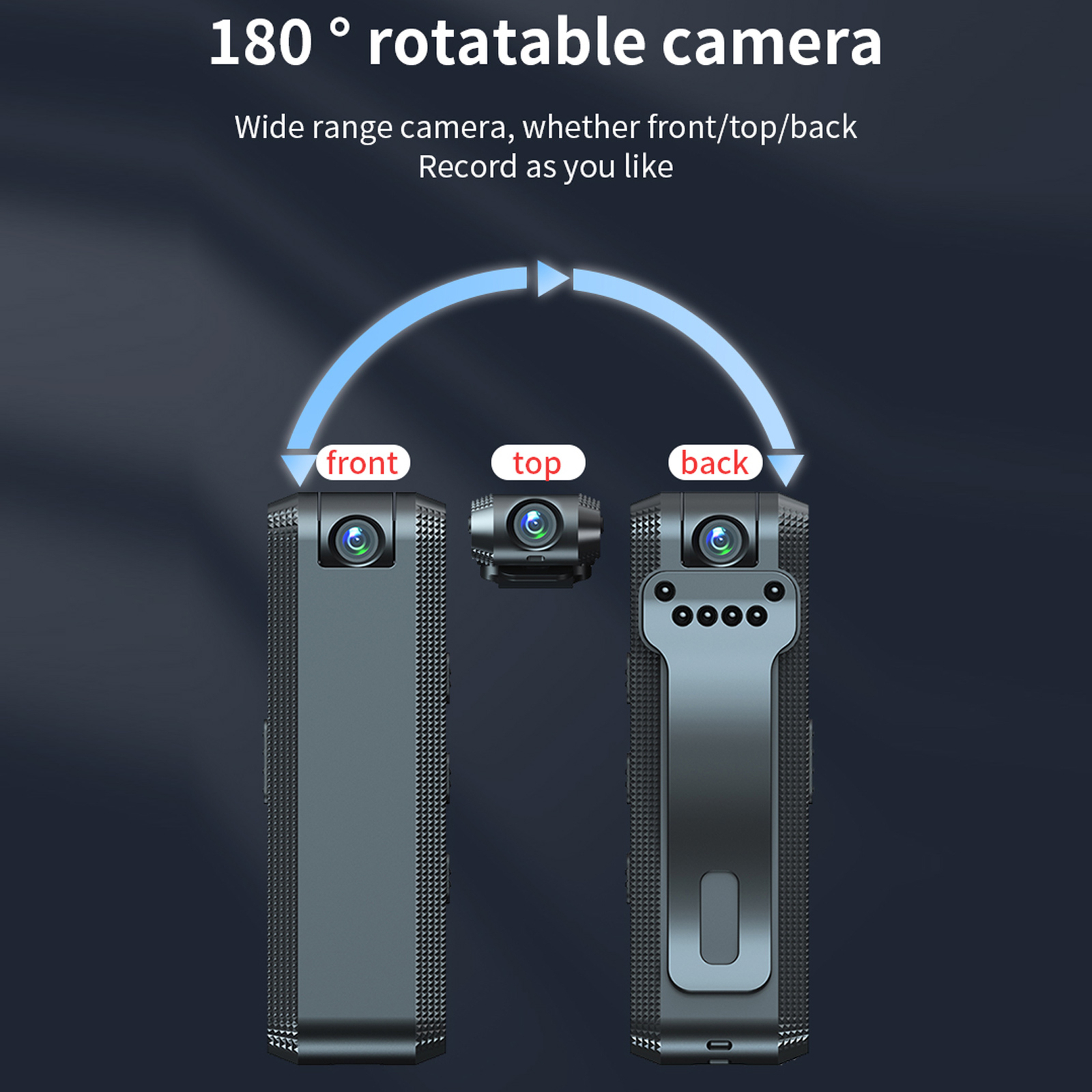 Body Camera HD 1080P Portable Mini Wearable 180° Rotatable Body Mounted ...