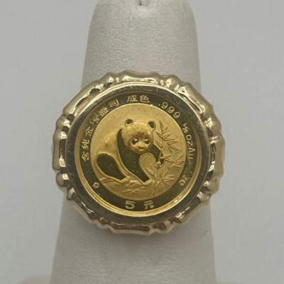 14K Yellow Gold 1988 1/20oz .999 Gold Chinese Panda Coin Ring 5.47 ...