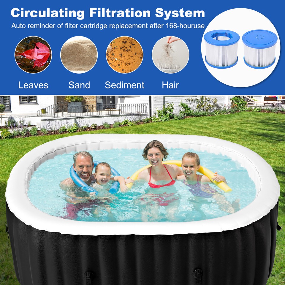 H&ZT 2 Person Inflatable Hot Tub with Side Table Blow Up Hot Tub W 100 ...