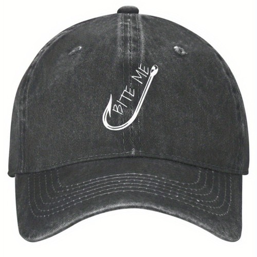 Funny Bite Me Fishing Hook Design Vintage Snapback Baseball Cap ...