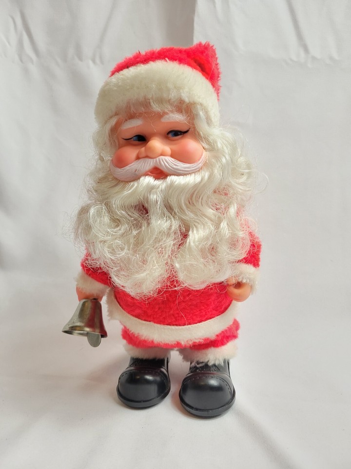 Vintage SuperFine Toys Santa Bell Ringer Walking Musical Felt Motion ...