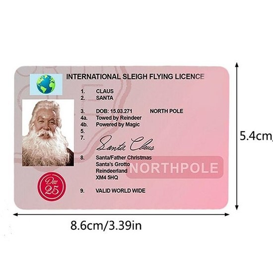 Xmas Novelty ID card - Santa Claus Sleigh Driving Licence Christmas+Elf ...