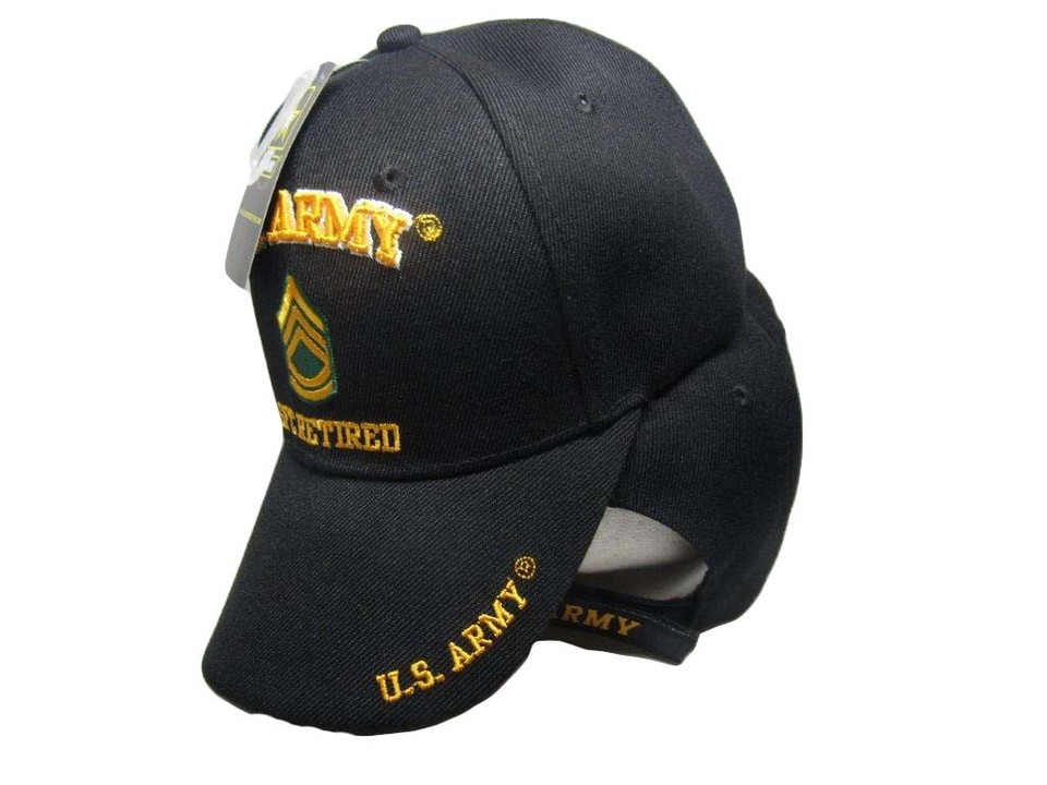 U.S. Army SFC Retired Military Black Embroidered Cap Hat LICENSED | eBay