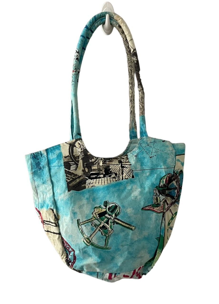 Nautical Globe Compass Travel Tote Bag with Shell Detail | eBay