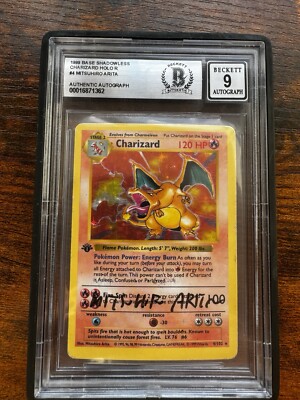 1st Edition Charizard Base Set Holo Shadowless BGS Auth Auto 9 ...