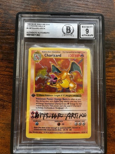 1st Edition Charizard Base Set Holo Shadowless BGS Auth Auto 9 ...