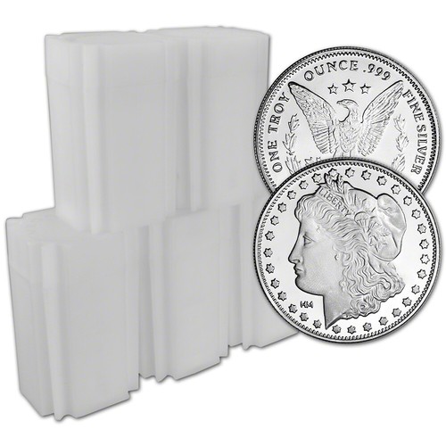 100 pc 1 oz Highland Mint Silver Round Morgan Dollar .999 5 Tubes of 20 ...