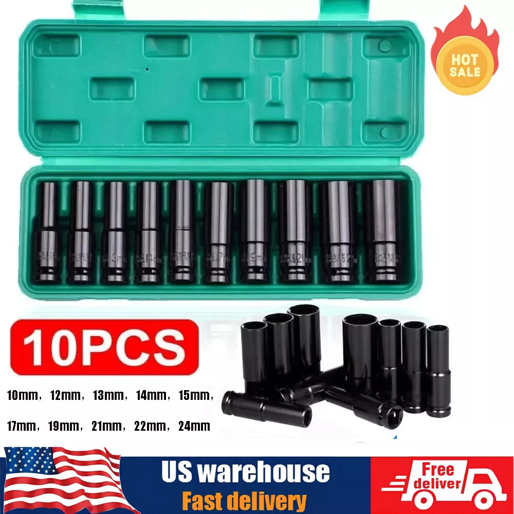 1/2" Deep Impact Socket Set Drive Long Reach Thin Wall Metric Sockets ...
