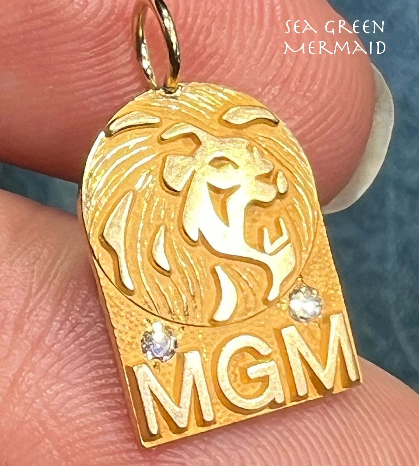 14k Gold MGM LION Pendant w Gypsy-Set Diamonds *RARE* - Gem