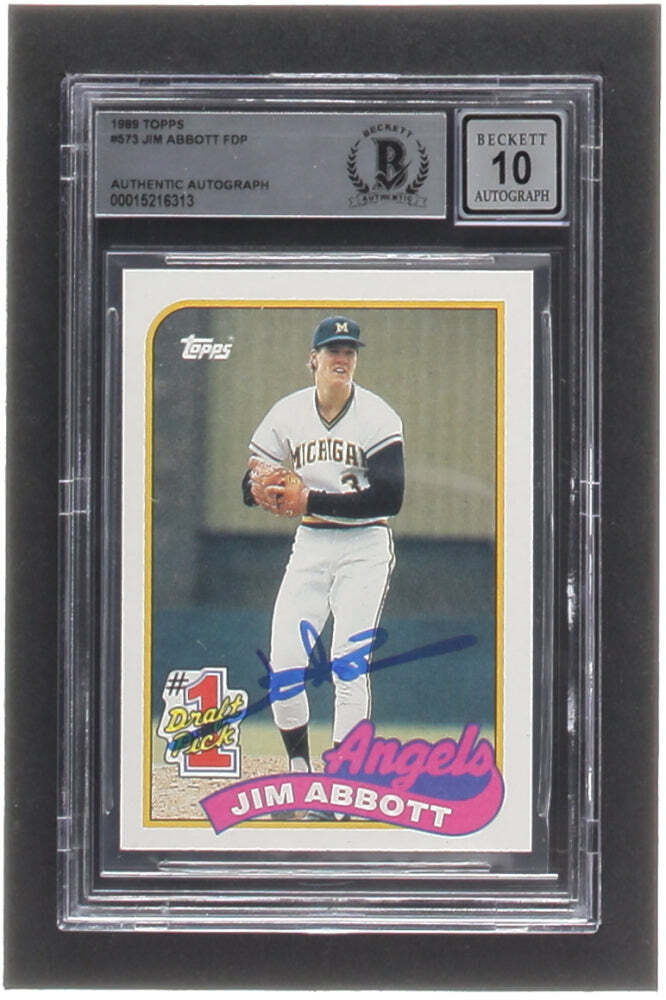 Jim Abbott Signed 1989 Topps #573 FDP RC (BGS | Autograph Graded BGS 10 ...