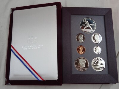 1992-S US Mint Prestige Proof Set Olympic Baseball Silver Dollar 7 ...