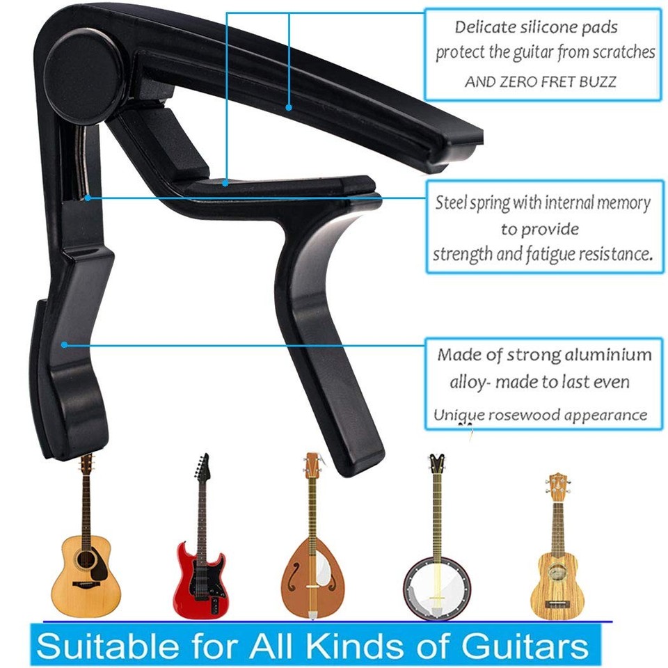 Guitar Capo with Tuner Clip-On Accessoriesor Black + tuner | eBay