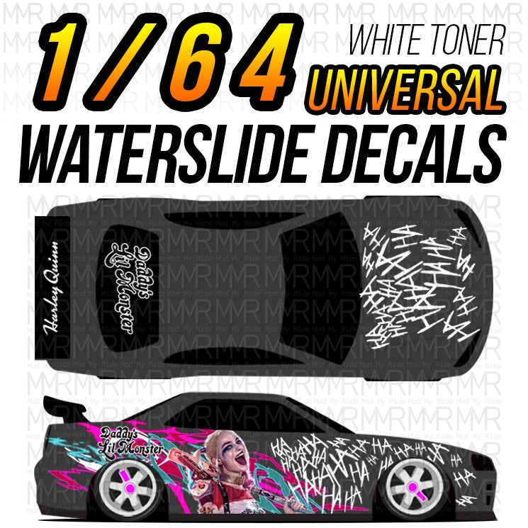 1/64 Scale HARLEY QUINN Custom White Toner Universal WaterSlide Decals ...