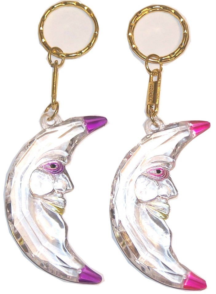 LOT OF 6,12---"MOON" SHAPE KEYCHAIN TRANSPARRENT GIFT KEY RING--DHA25 ...