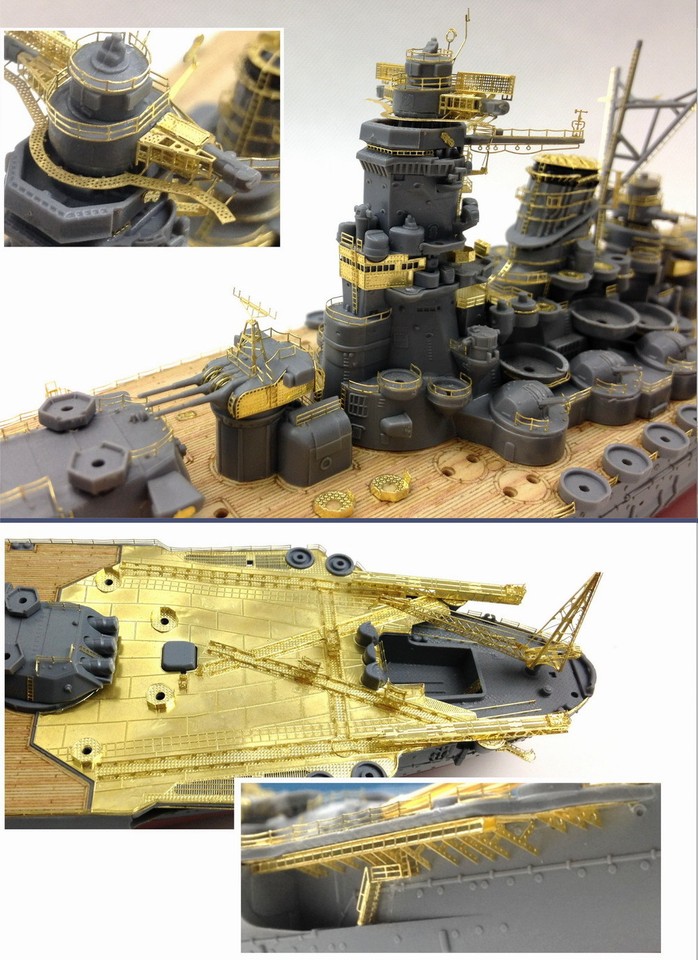 1/700 WWII IJN Battleship Yamato (PE+wood deck+masking for Fujimi 46000 ...