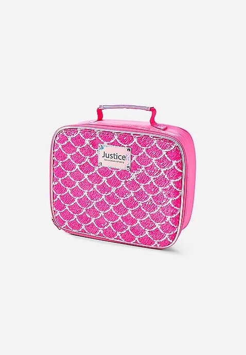 Justice Girl's Pink Mermaid Sequin Sparkle Backpack & Lunch Tote Set ...