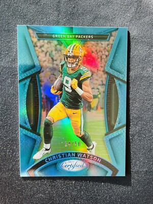 2023 Panini Certified Christian Watson Teal Mirror /50! Green Bay ...
