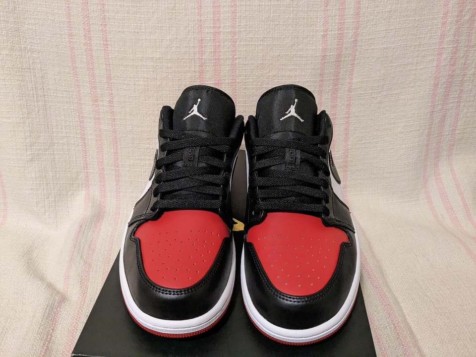 Nike Air Jordan 1 Low Bred Toe Gym Red White Black AJ1 553558 612 Shoes ...