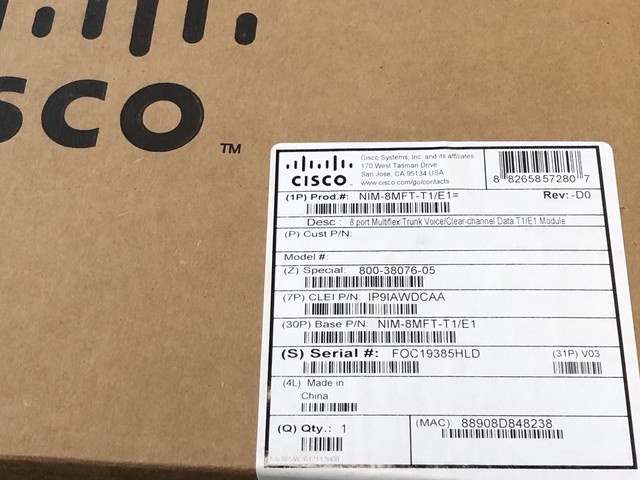 Cisco 8 Port Multiflex Trunk Voic FD (NIM-8MFT-T1/E1) for sale online ...