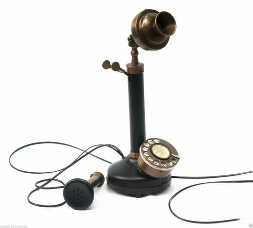 Old Retro Candlestick Phone Rotary Dial Home Office Decor Functional ...