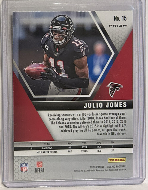 JULIO JONES GREEN PRIZM HOLO 2020 Panini Mosaic Atlanta Falcons CARD#15 ...