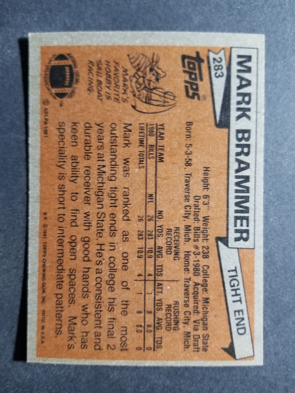 1981 Topps MARK BRAMMER card # 283 [card 13] | eBay