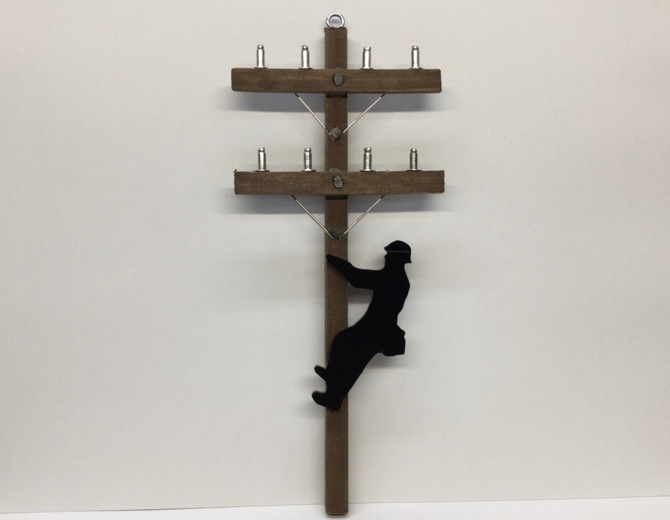 Lineman Christmas Tree Ornament | Power Pole w/Silhouette | 1(One ...
