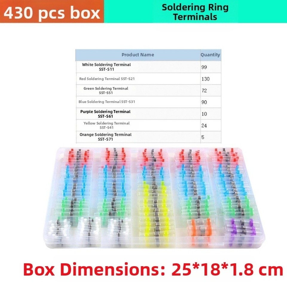 430PCS Solder Seal Heat Shrink Wire Connectors Kit for Automotive and ...