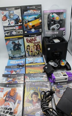 Nintendo GameCube Bundle Lot Black System Console with 13 Games Harry ...