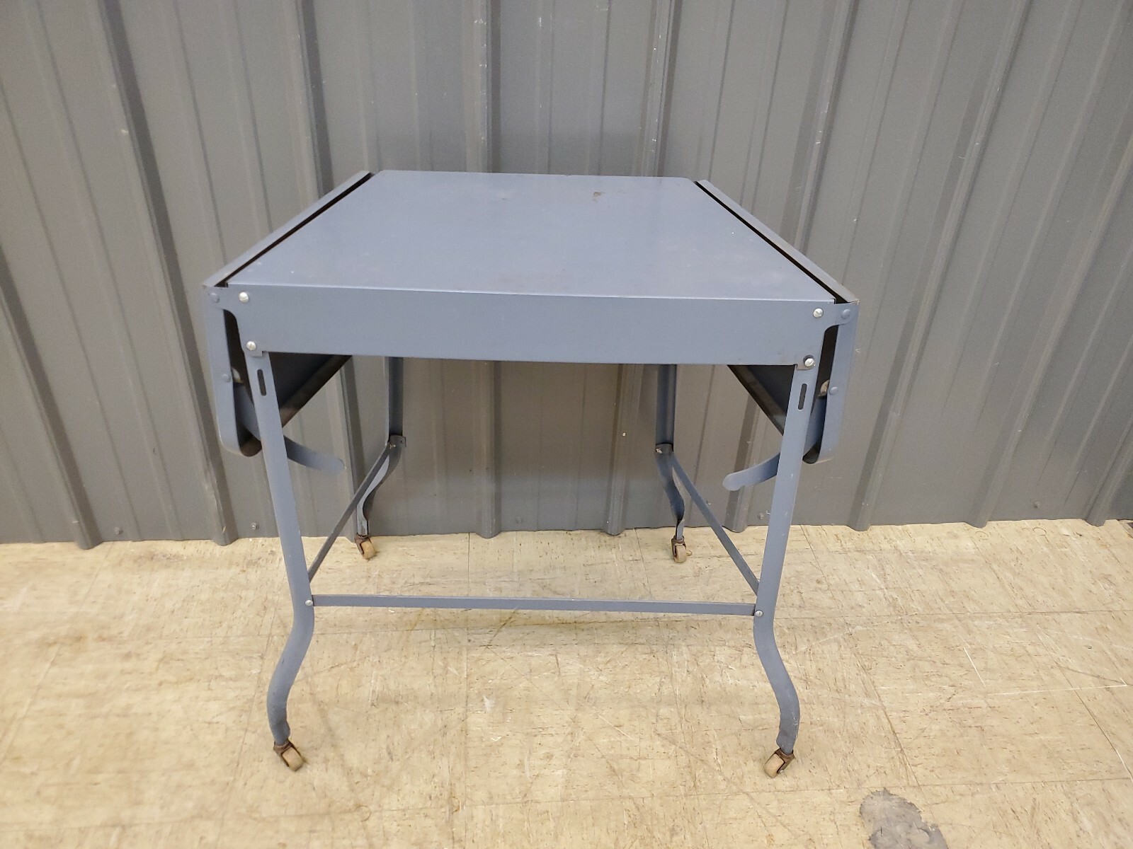 Vintage Industrial Steampunk Rolling Drop Leaf Typewriter Table Desk ...