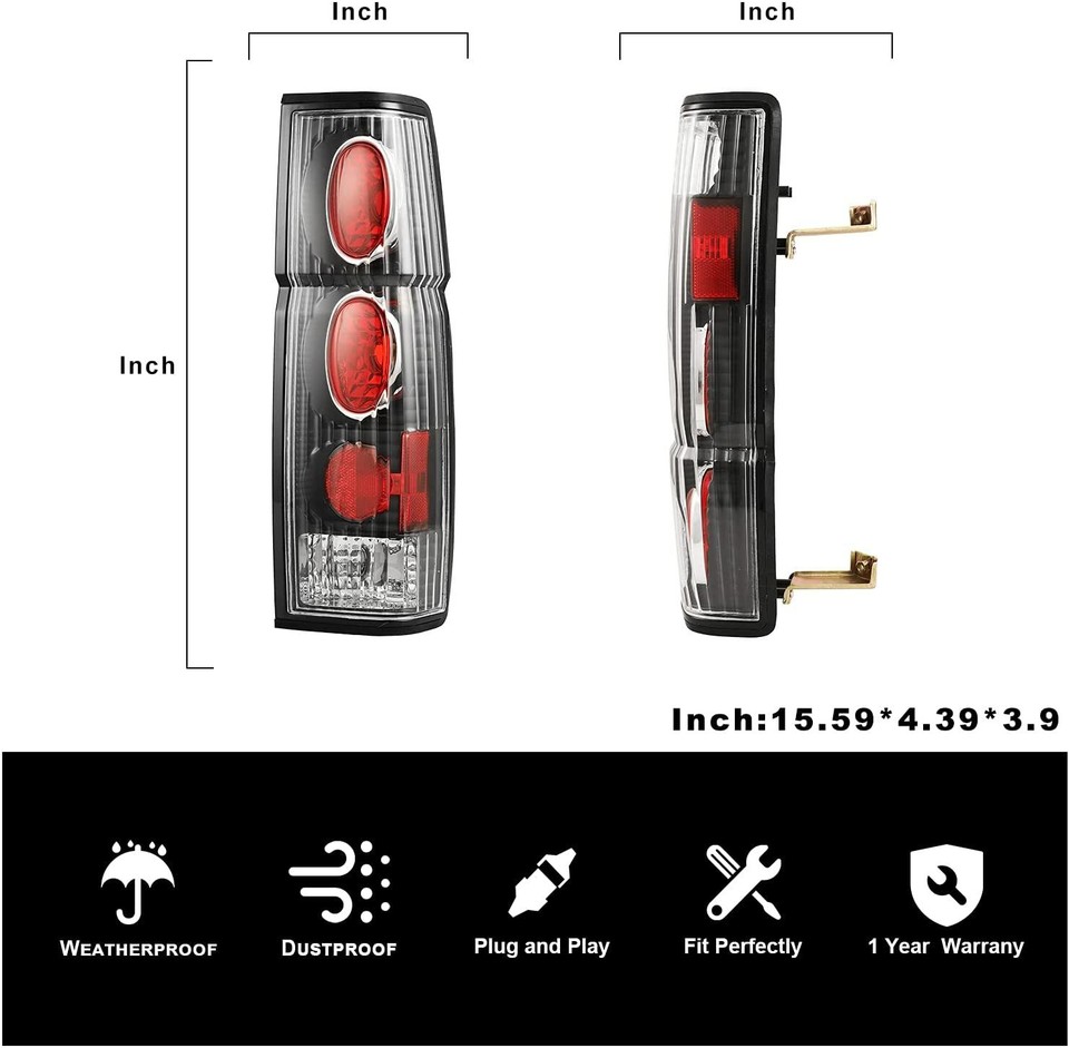 Pairs for 1986-1997 Nissan D21 Hardbody Pickup LED Tail Lights Clear ...