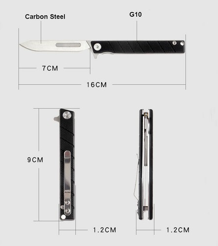 440C Blade G10 Pocket Utility Knife Scalpel EDC Outdoor Camping Folding ...
