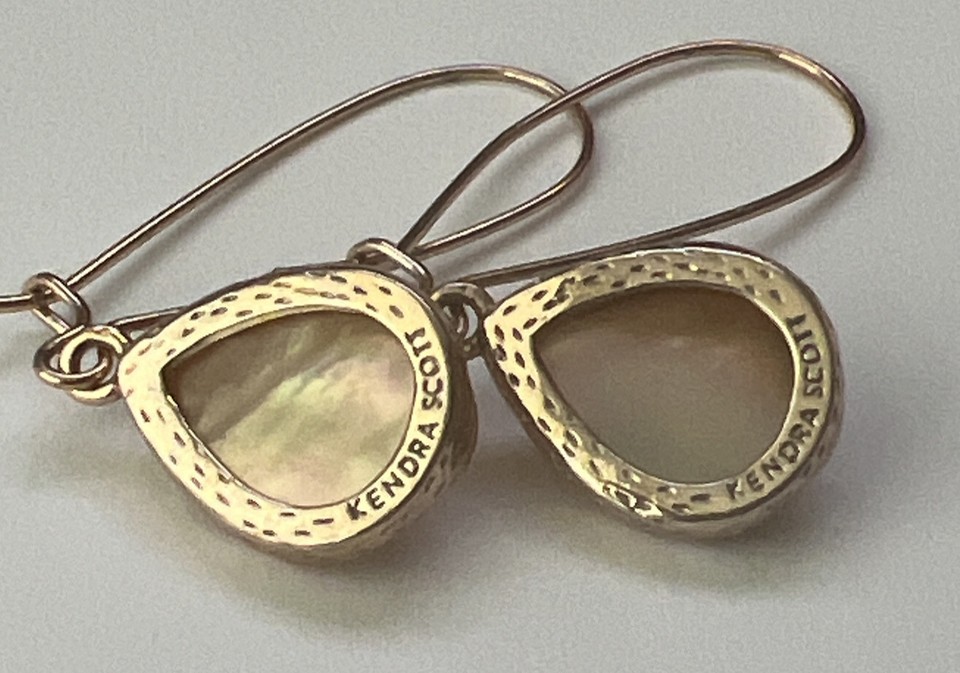 Kendra Scott Dee Rose Gold Tone Abalone Mother of Pearl Drop Earrings ...