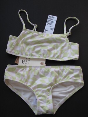 Billabong Girl's Size 7 2 Pc Bikini Swimsuit Daydream Check Strap Green ...