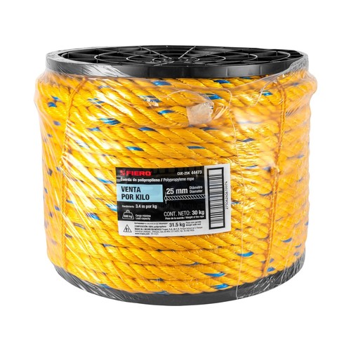 Fiero CUE-25 Kilo of yellow polypropylene rope 25 mm, roll 30 kg | eBay
