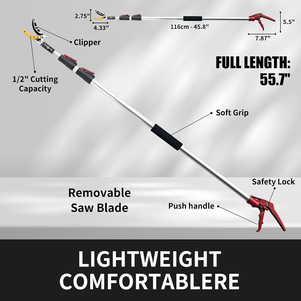 4.6-10 Ft Tree Trimmers Long Handle Pruner with Long Reach Pole Saw ...