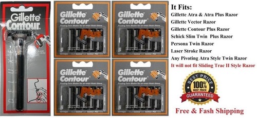21 Gillette Contour Plus Blade Cartridge Refills Fit Atra Schick Slim ...
