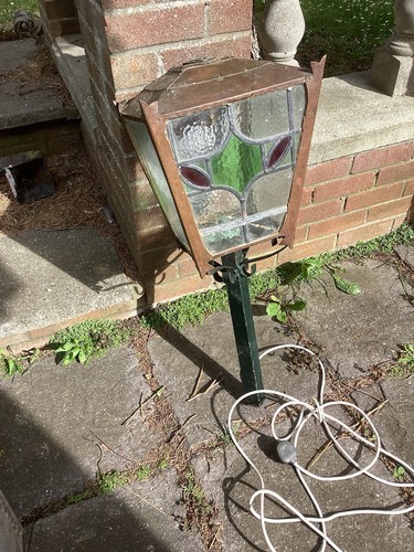 Vintage Outside Copper Pillar Lamp / Lantern Post Light Garden Lighting ...